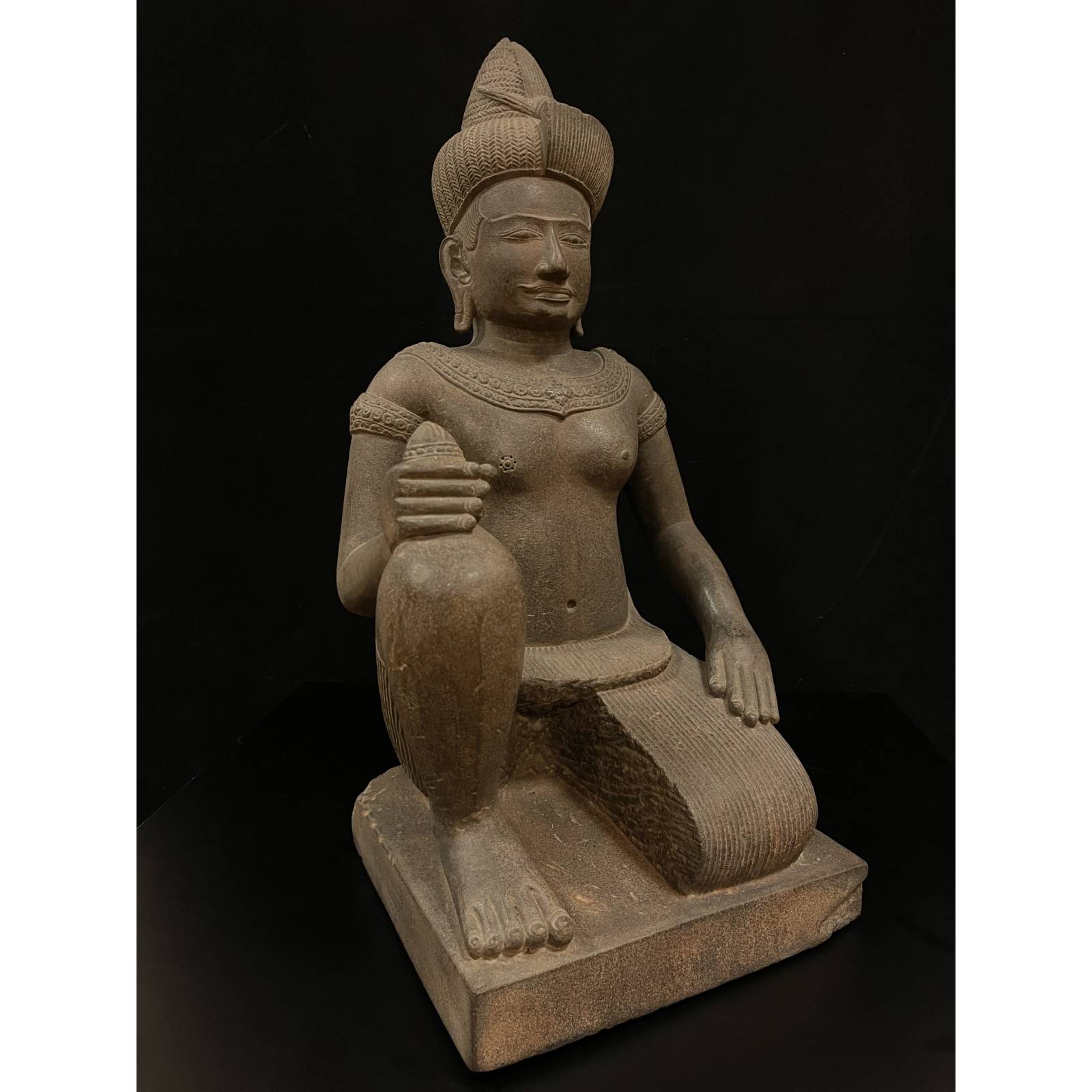 Hardstone of squatting Ardhanarishvara a composite androgynous form of ...